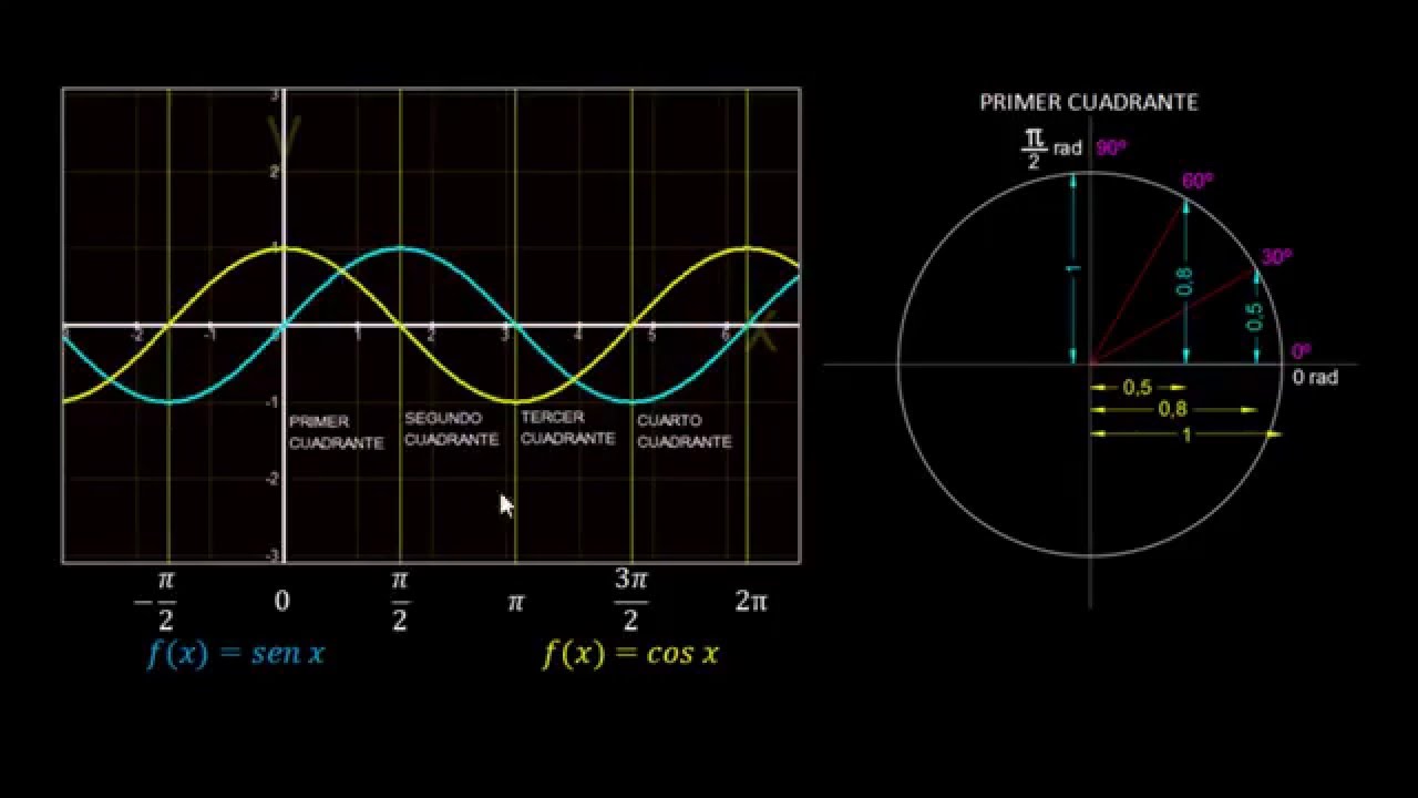 Gráficas seno y coseno y círculo trigonométrico - YouTube