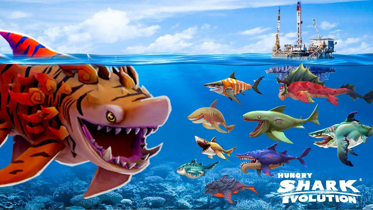 FIRE SHARK EAT ALL SHARK HUNGRY SHARK EVOLUTION - TIGER SHARK - HUNGRY SHARK EVOLUTION GAMEPLAY ...