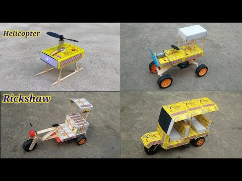 4 Amazing Diy Toy । How To Make Helicopter, tractor, Rickshaw, Auto ...