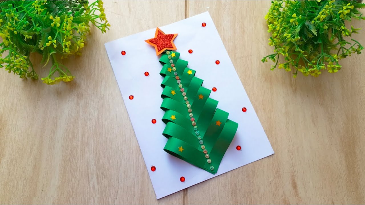 Christmas greeting card making | DIY Christmas Tree Card Easy - YouTube
