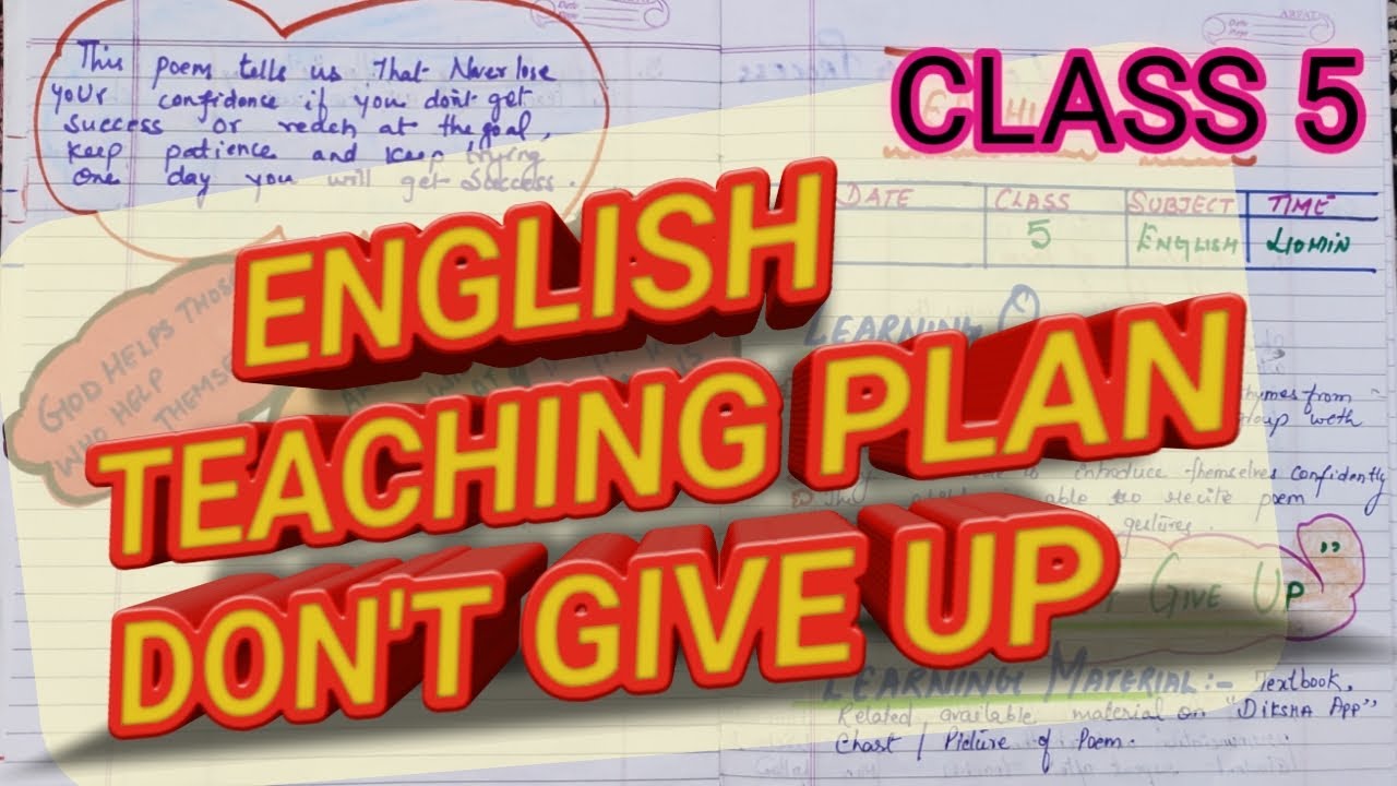 ENGLISH TEACHING PLAN | DON'T GIVE UP |class 5 || - YouTube