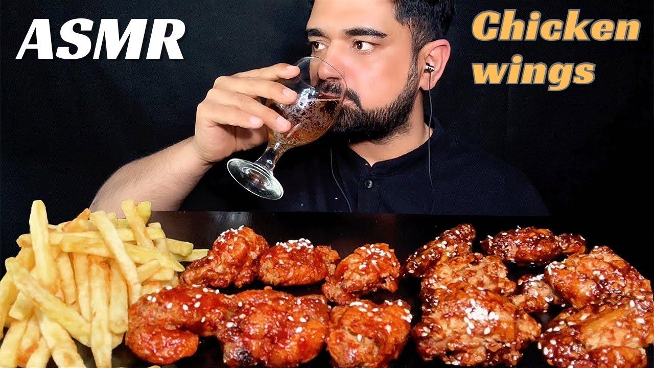 ASMR EATING BUFFALO CHICKEN WINGS, ASMR KOREAN WINGS, CHICKEN WINGS ...