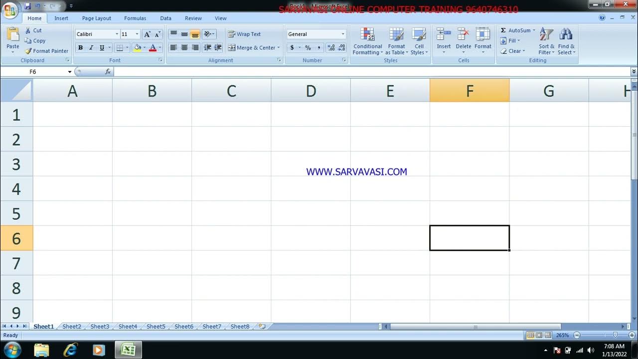 SARVAVASI ONLINE :Microsoft Excel 2007 Introduction -DAY-2 - YouTube