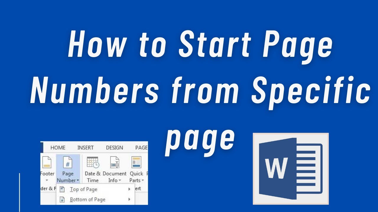 How to Insert Page Numbers in Word Starting from Specific Page | For ...