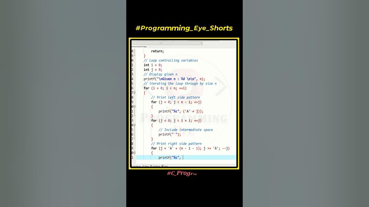 Print Reverse Character Bridge Pattern in C Programming | #ProgrammingEye | #Shorts - YouTube