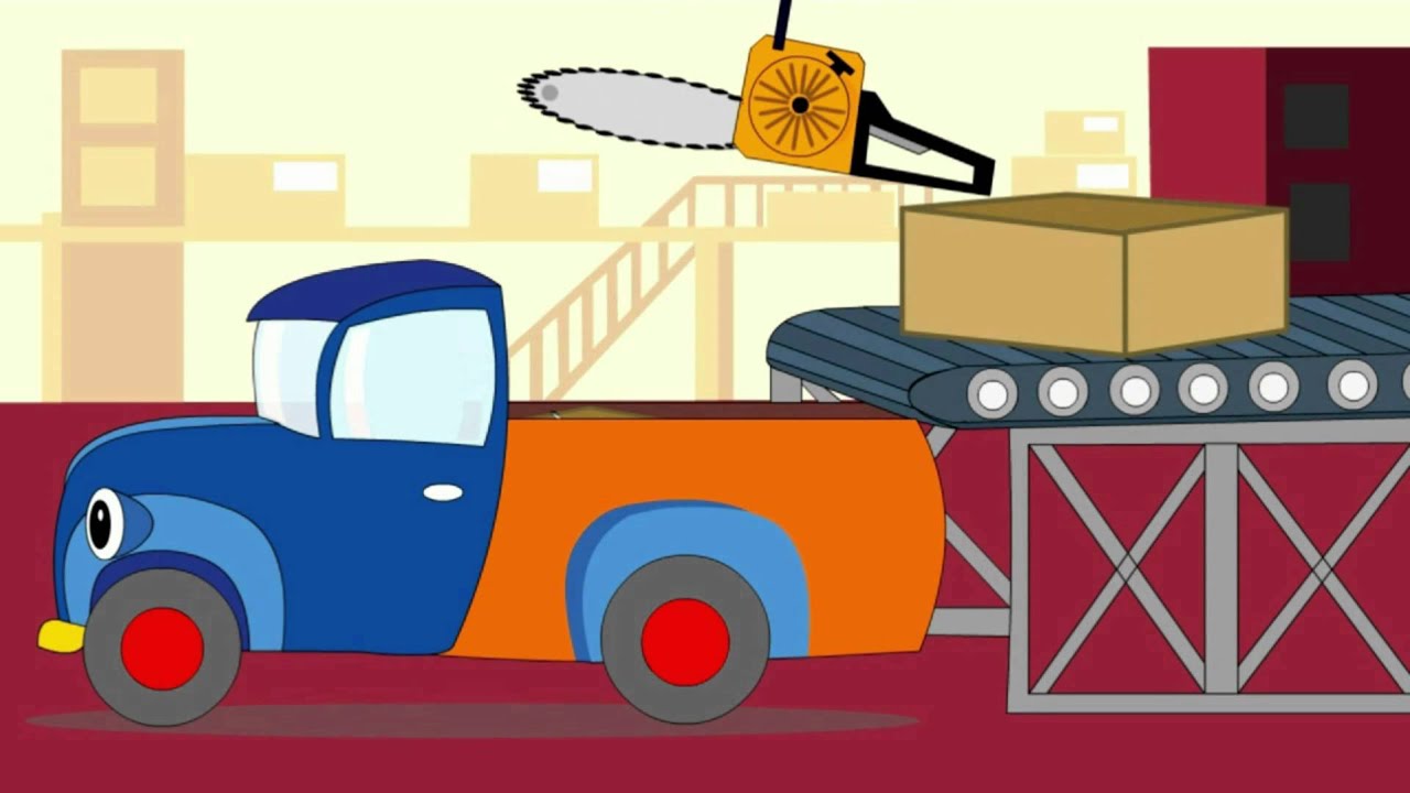 Cartoon about cars. Hardworking lorry carries construction tools - YouTube