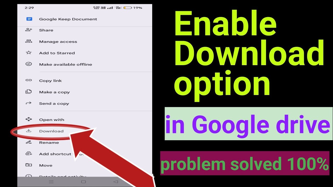 How to Enable Download option in Google drive - YouTube