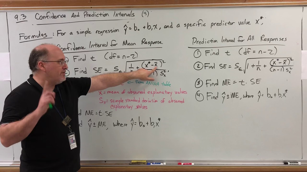 MATH 1343 - Week 14 (11): Formulas for Confidence and Prediction ...