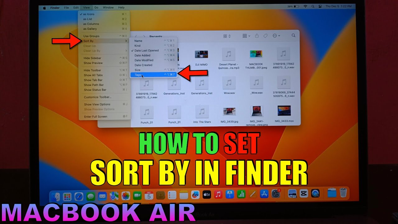 How to set sort by in finder on MACBOOK AIR - YouTube