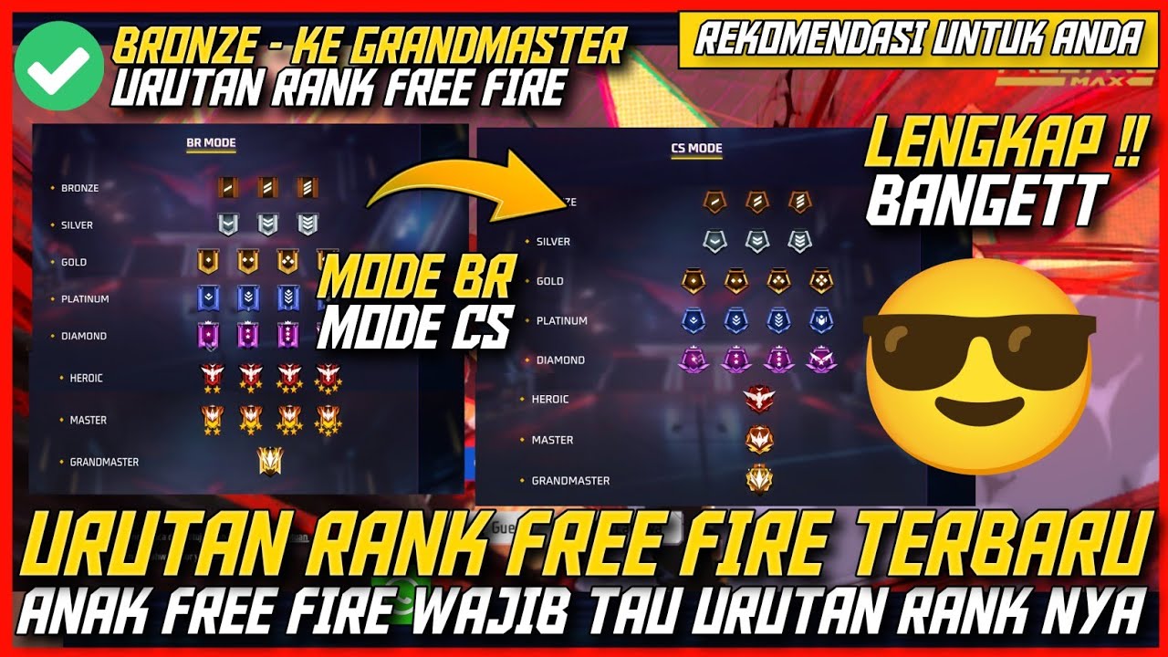 URUTAN RANK BR DAN CS DI FREE FIRE TERBARU - YouTube