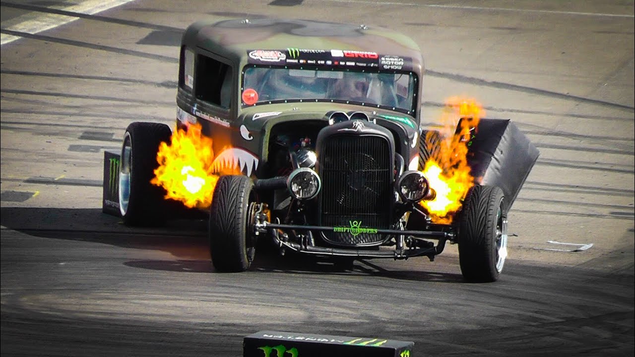 The FLAMETHROWER RAT ROD Epic Drift Show / Gymkhana - YouTube