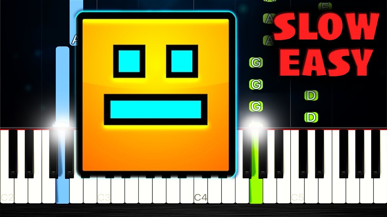 Geometry Dash - Stereo Madness - SLOW EASY Piano Tutorial Chords - Chordify