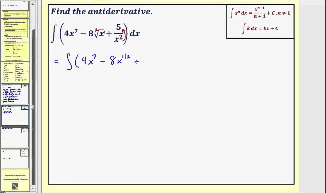 Introduction to Antiderivatives and Indefinite Integration (No Trig ...