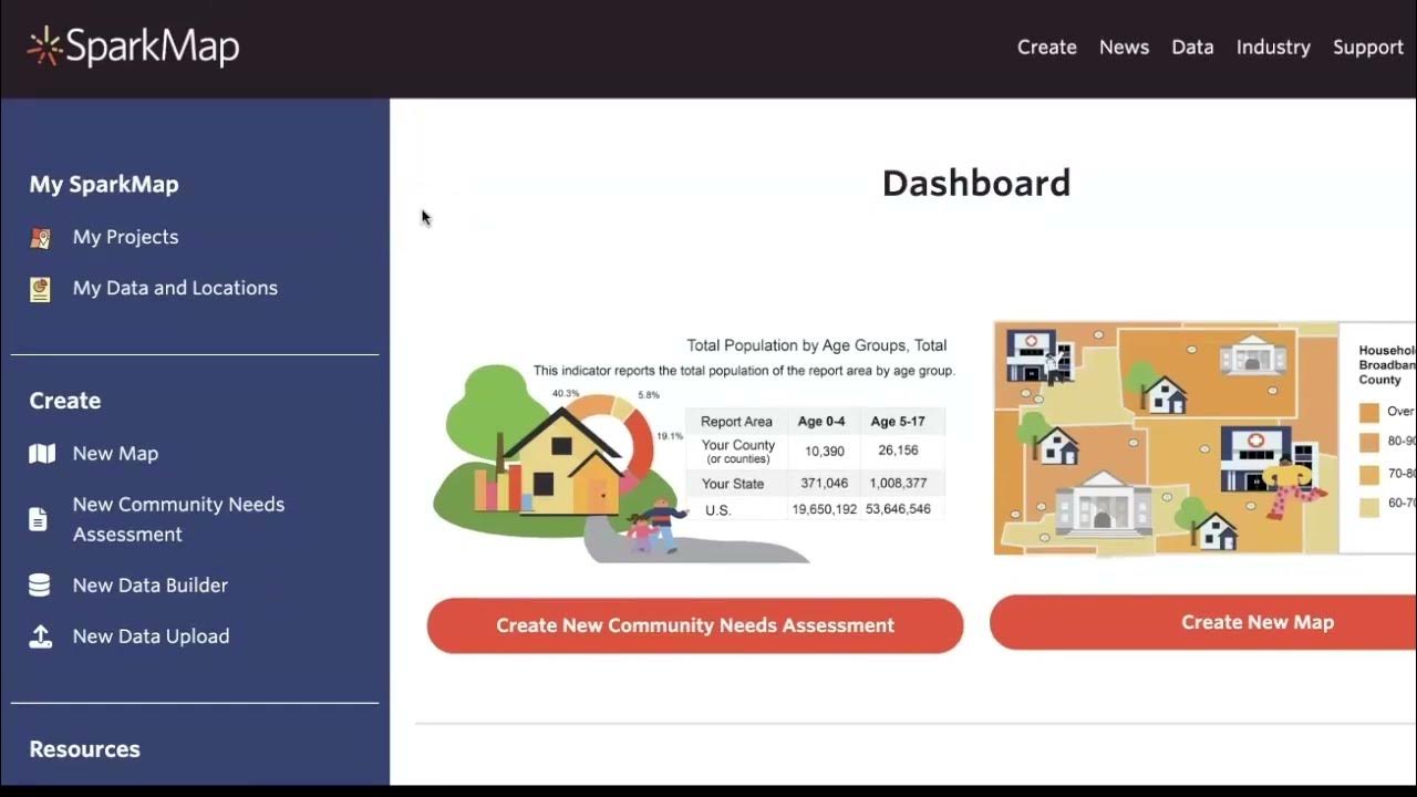 How to Use the Draw My Area Tool in SparkMap's Community Needs Assessment - YouTube