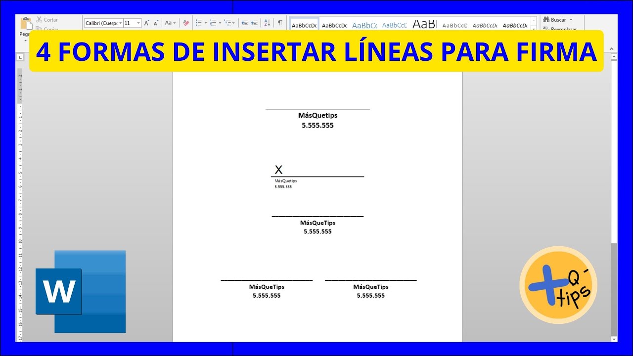 Cómo HACER LÍNEAS para FIRMAS en WORD - YouTube
