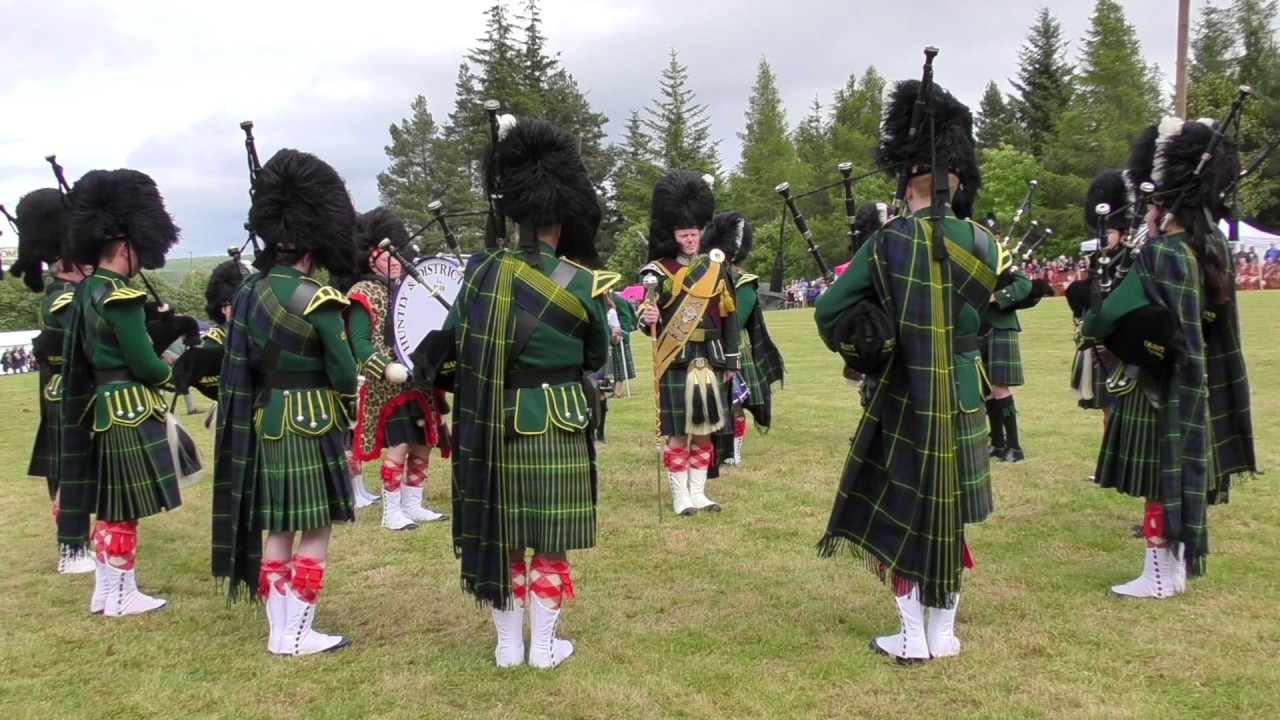 Huntly & District Pipe Band on Games Field at Tomintoul Highland Games ...