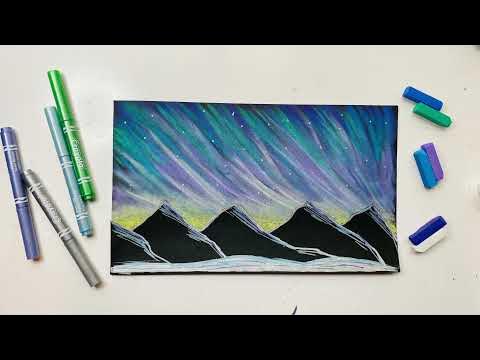 Chalk Pastel Northern Lights Landscape - YouTube