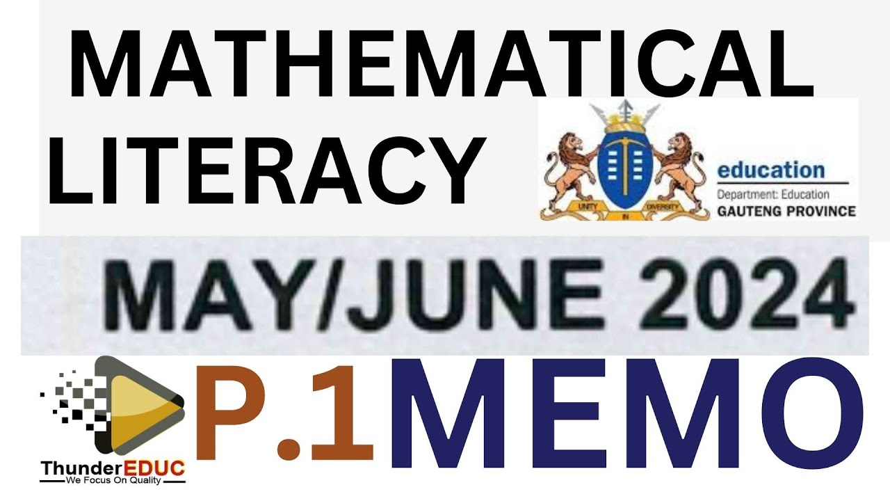 MEMO 2024 MATHEMATIICAL LITERACY P.1 GAUTENG JUNE EXAMS MEMO P.1 GRADE ...