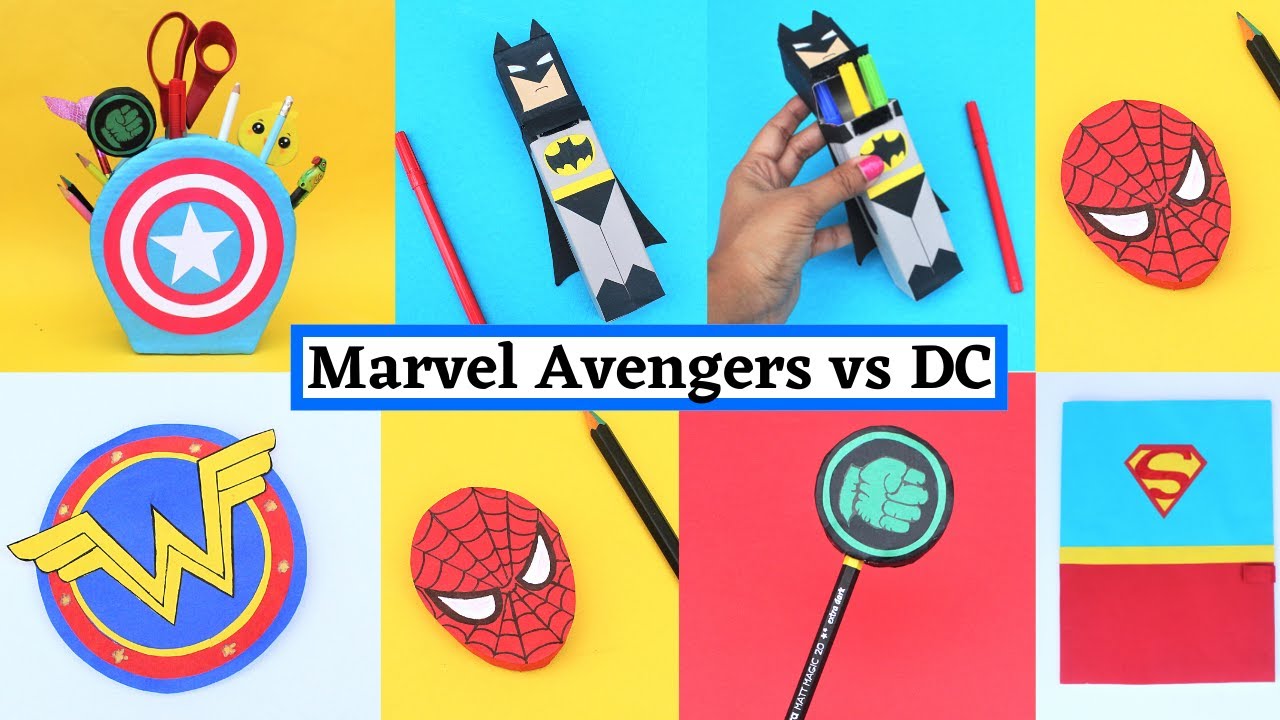 6 DIY Amazing Superhero School Supplies| Marvel Avengers vs DC School ...
