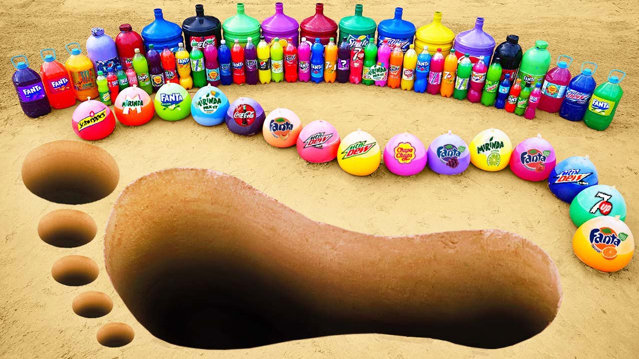 Giant Toothpaste Eruption from Foot pit, Giant Mtn Dew, Coca Cola ...