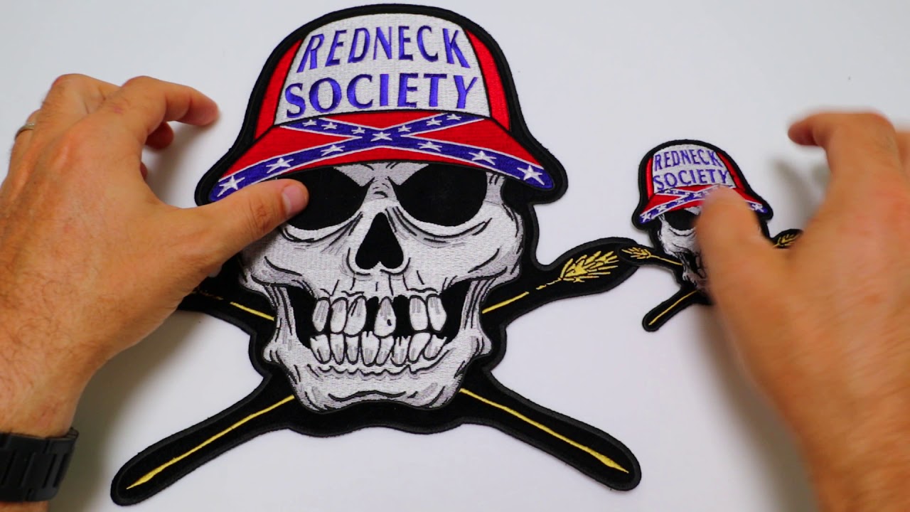 Redneck Skull Embroidered Iron on Patch - YouTube