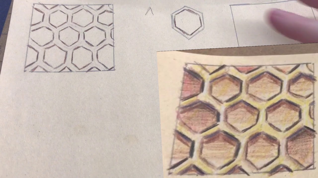 How to draw and add color to a honeycomb - YouTube