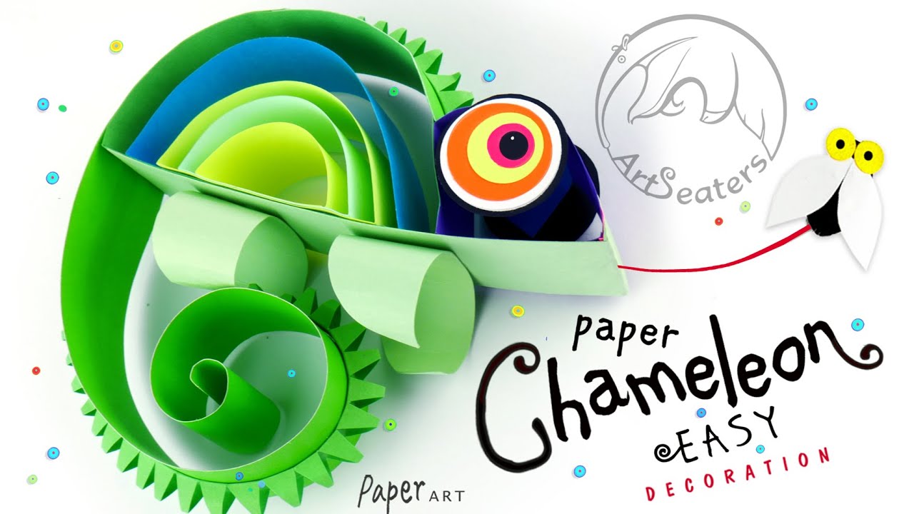 How To Make Easy Paper Chameleon For Kids - YouTube