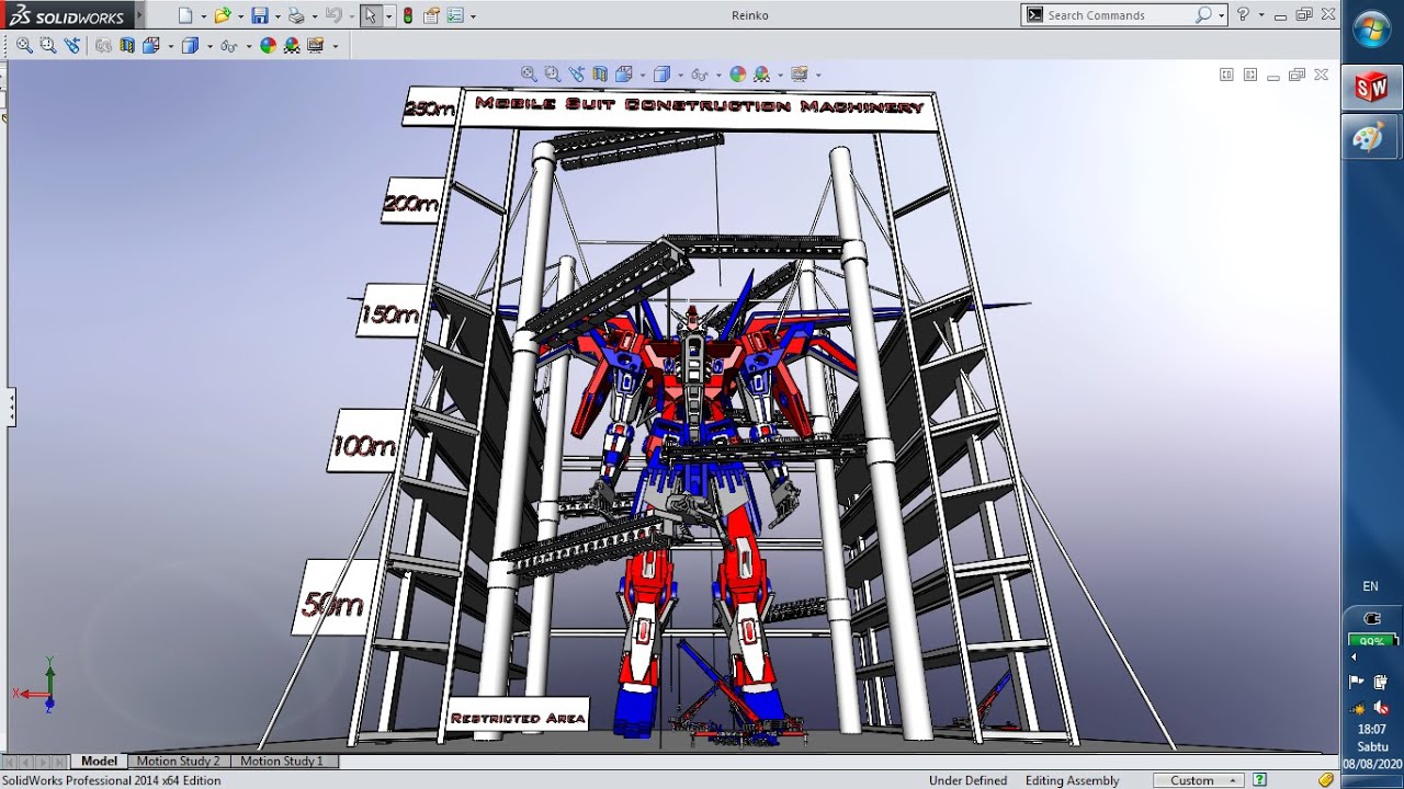 Gundam Construction Machinery using solidworks - YouTube