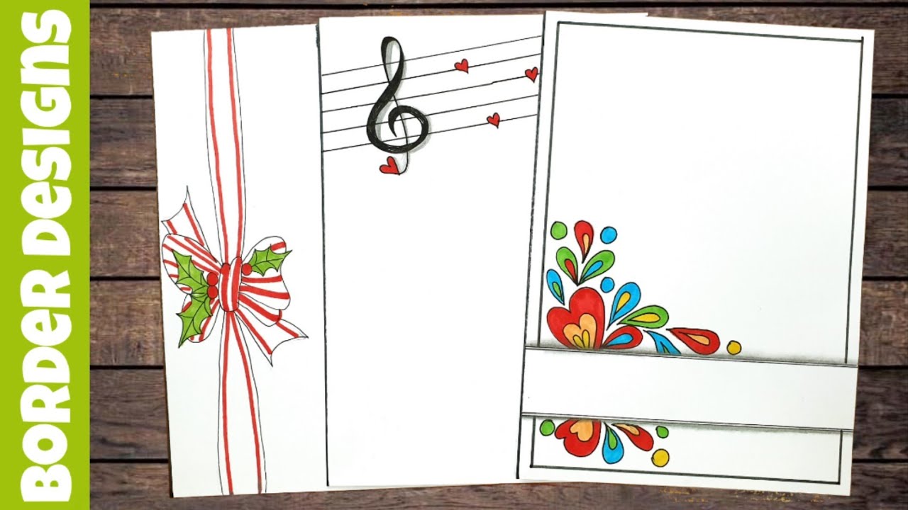 Border designs on paper|Border Designs|Project work Designs|Borders ...