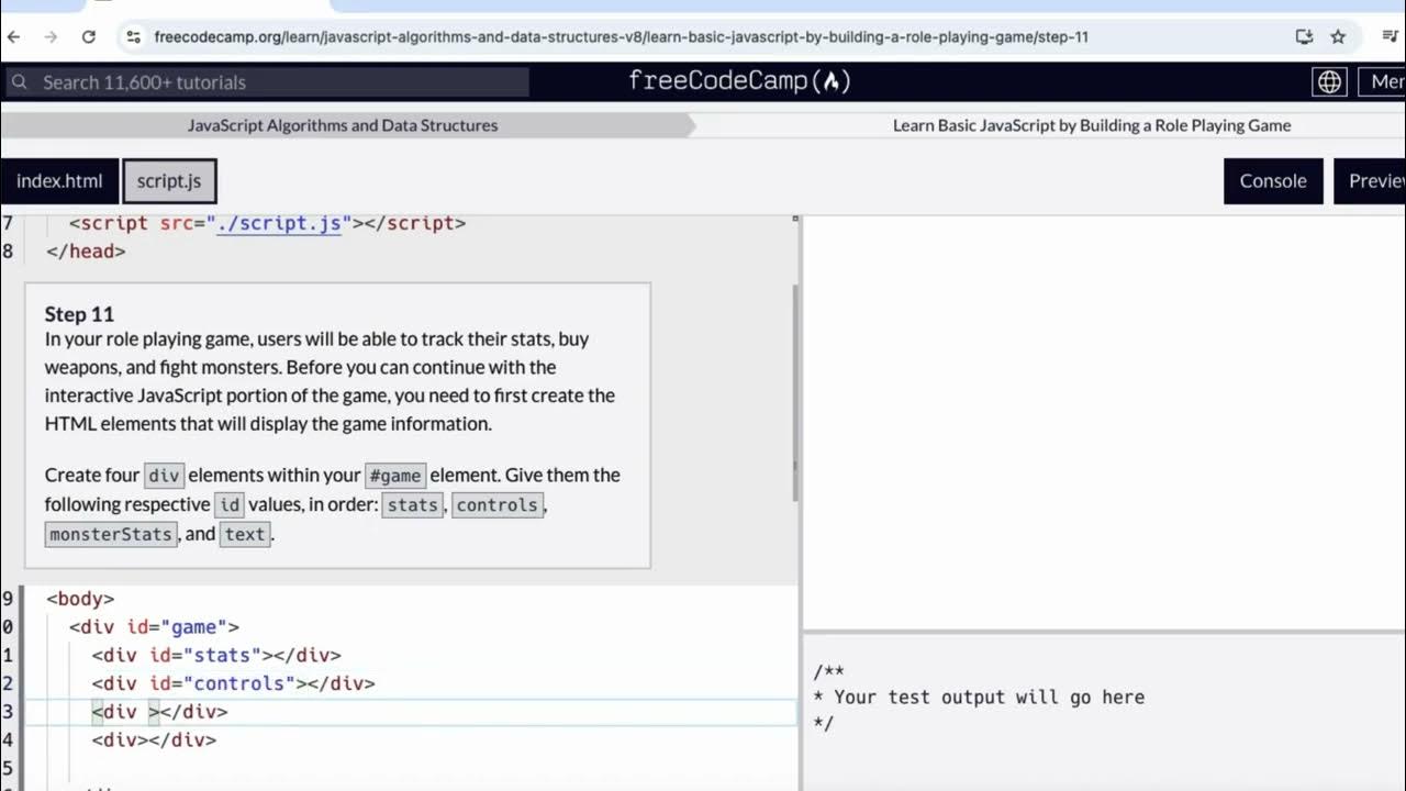 learn javascript by building a role playing game step 1 to 17 - YouTube