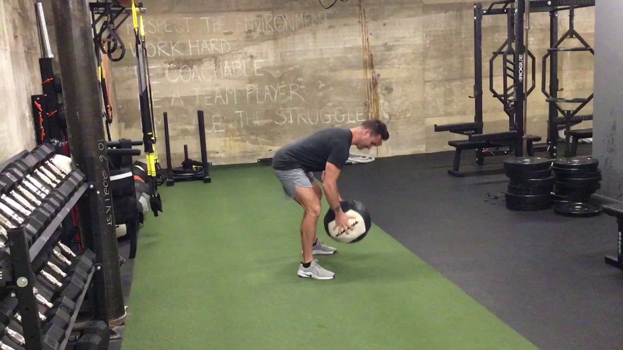 Medicine Ball Power Chest Press to Ground - YouTube