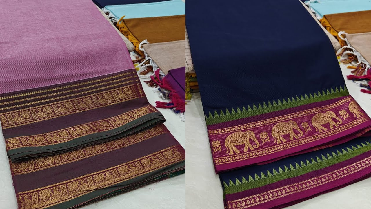 KANCHI COTTON SAREES 🦚 80s count Plain saree 🦚 Saree 5.50 mts 🦚pure ...