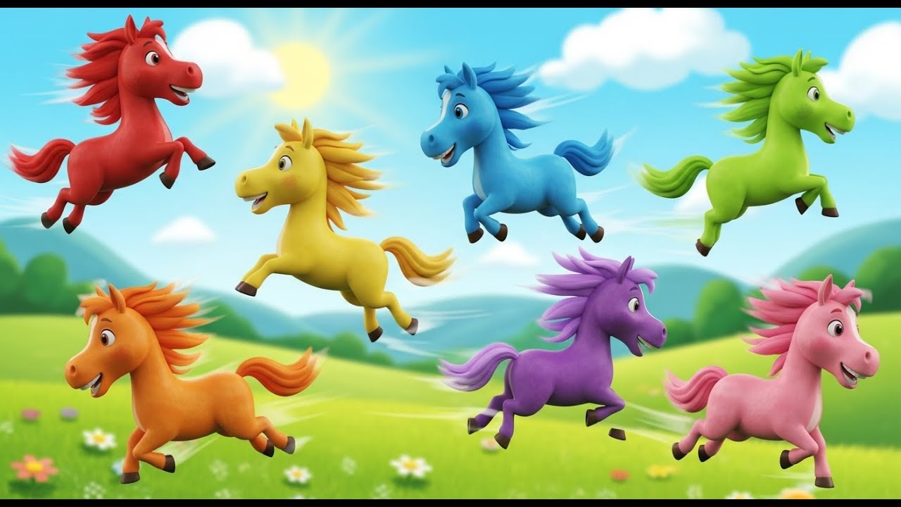 Seven Little Toy Horses Gallop Gallop Gallop | Animal Sounds & Counting ...