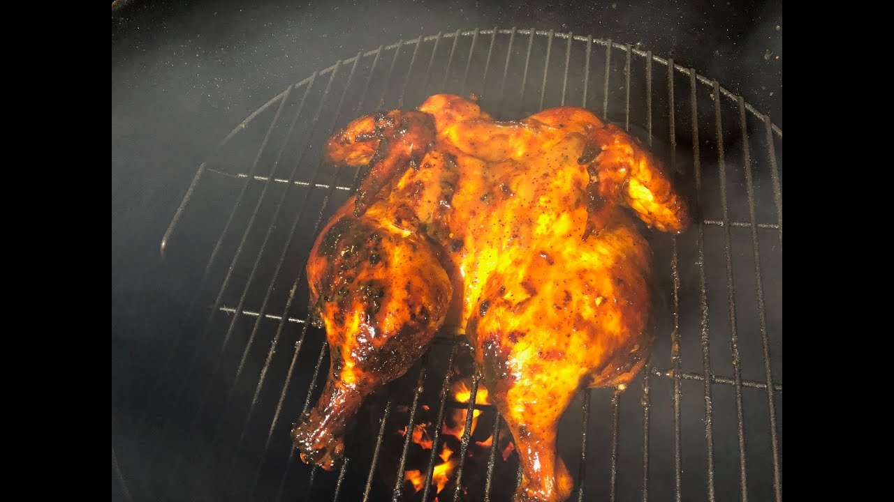 Peruvian Gold Spatchcock Chicken on the Gateway Drum Smoker - YouTube