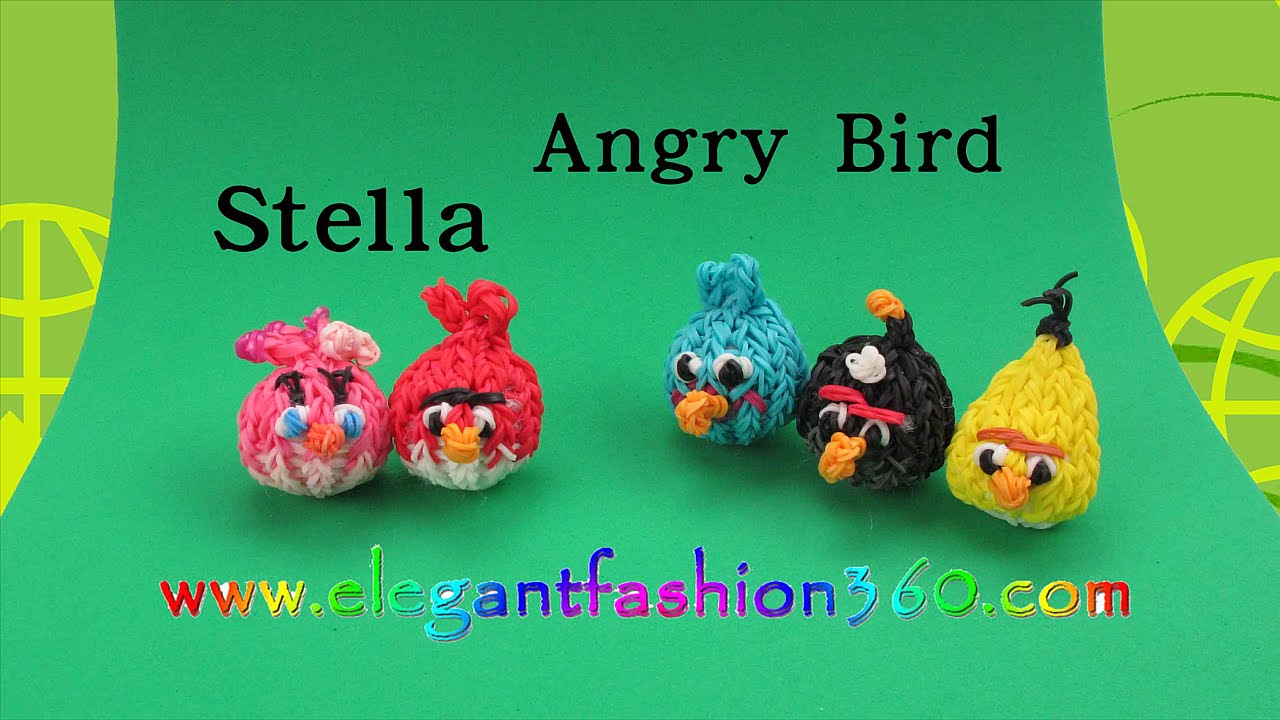 Rainbow Loom Angry Bird Stella 3D Charm - How to Loom Bands Tutorial ...