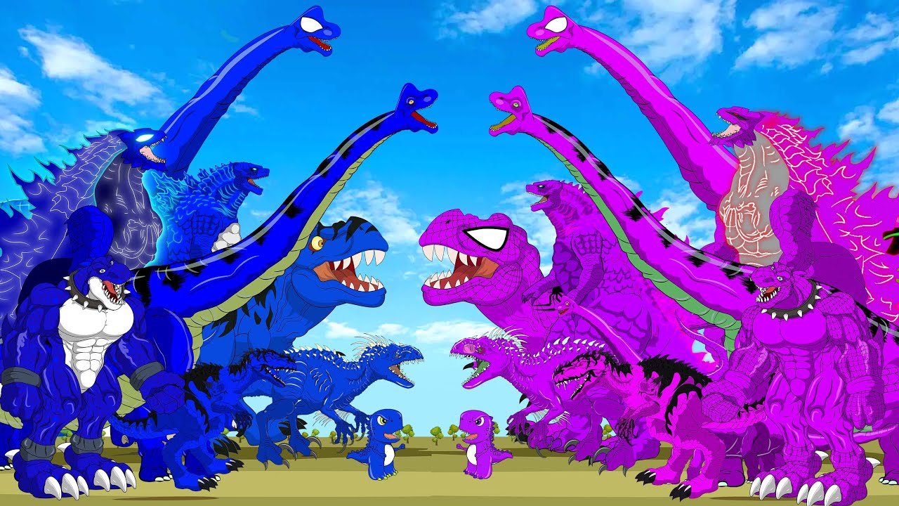 T- rex Dinosaur Chase: Blue T Rex Vs Purple T Rex - Dinosaurs Battle In ...