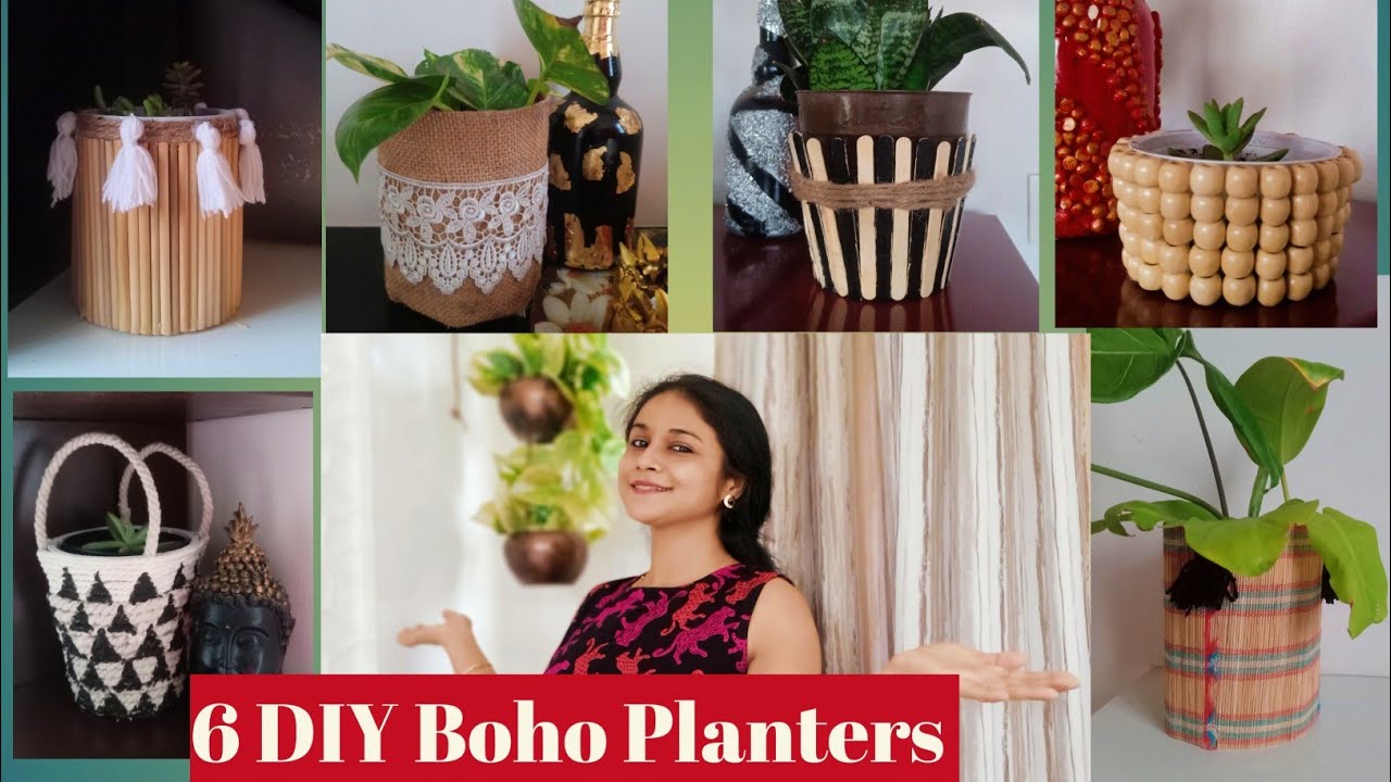 6 DIY Planters | Boho Planters | Jute planter | Bamboo Stick Planter ...