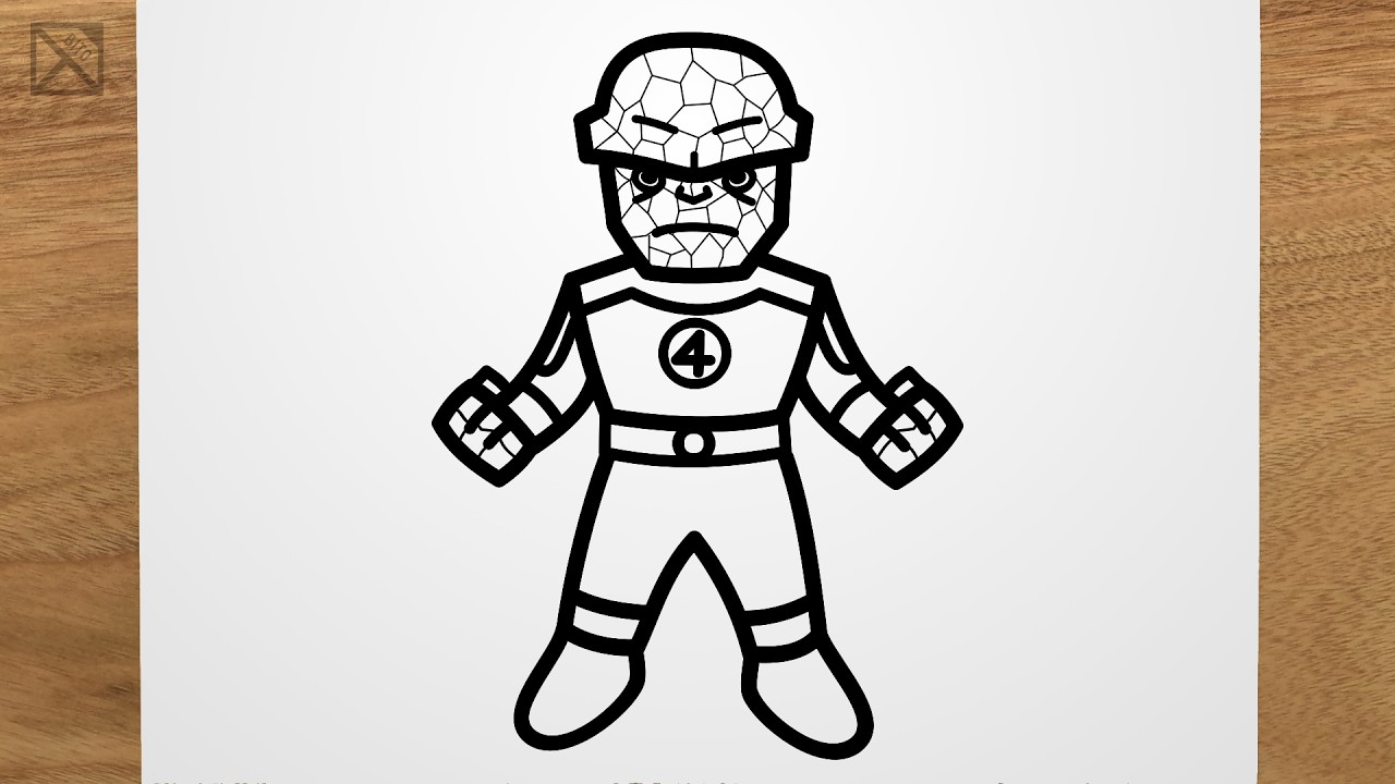 How to Draw THE THING from Fantastic Four step by step, EASY - YouTube