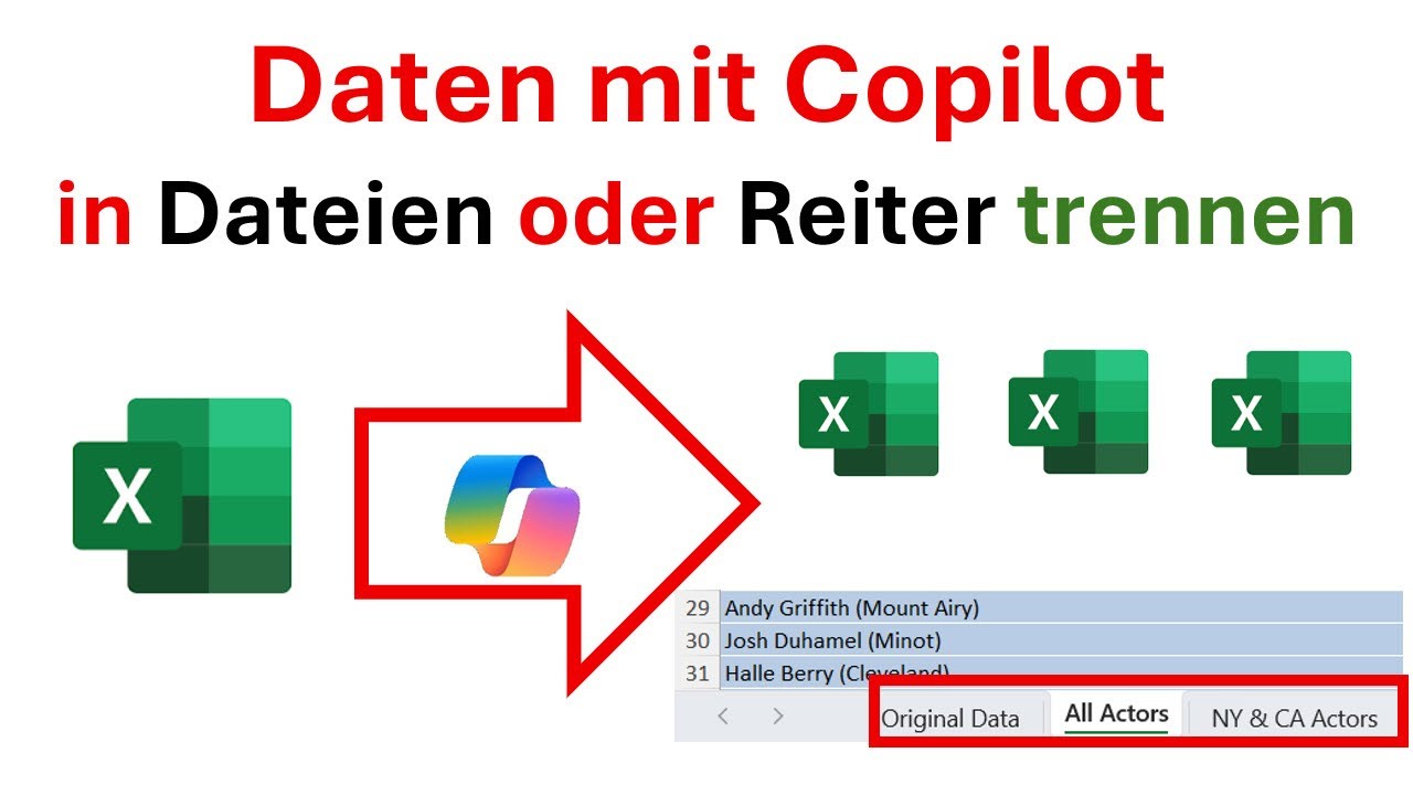 Excel Daten in neue Dateien oder in Reiter exportieren / Copilot Excel ...