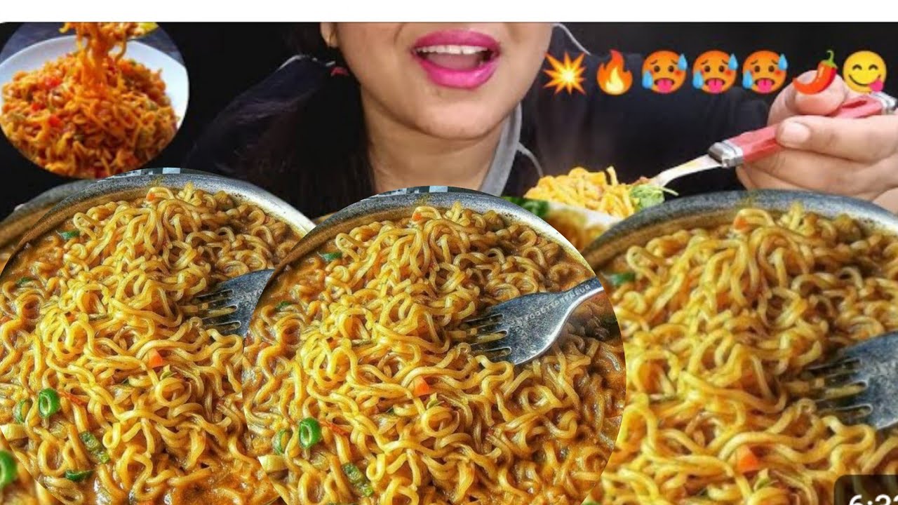 ASMR mukbang Spicy Maggi noodles Eating Challenge 🥵 With Green chilli ...