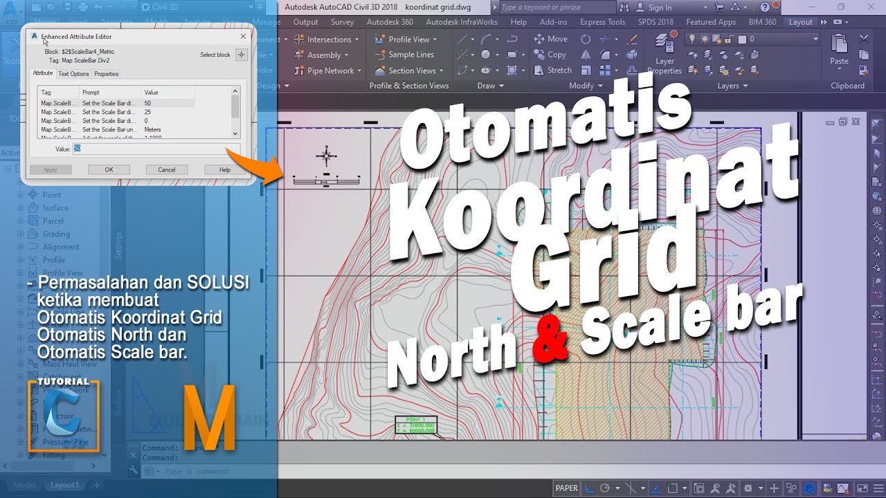 Otomatis Koordinat grid Autocad Civil 3d | Automatic Coordinates Grid ...