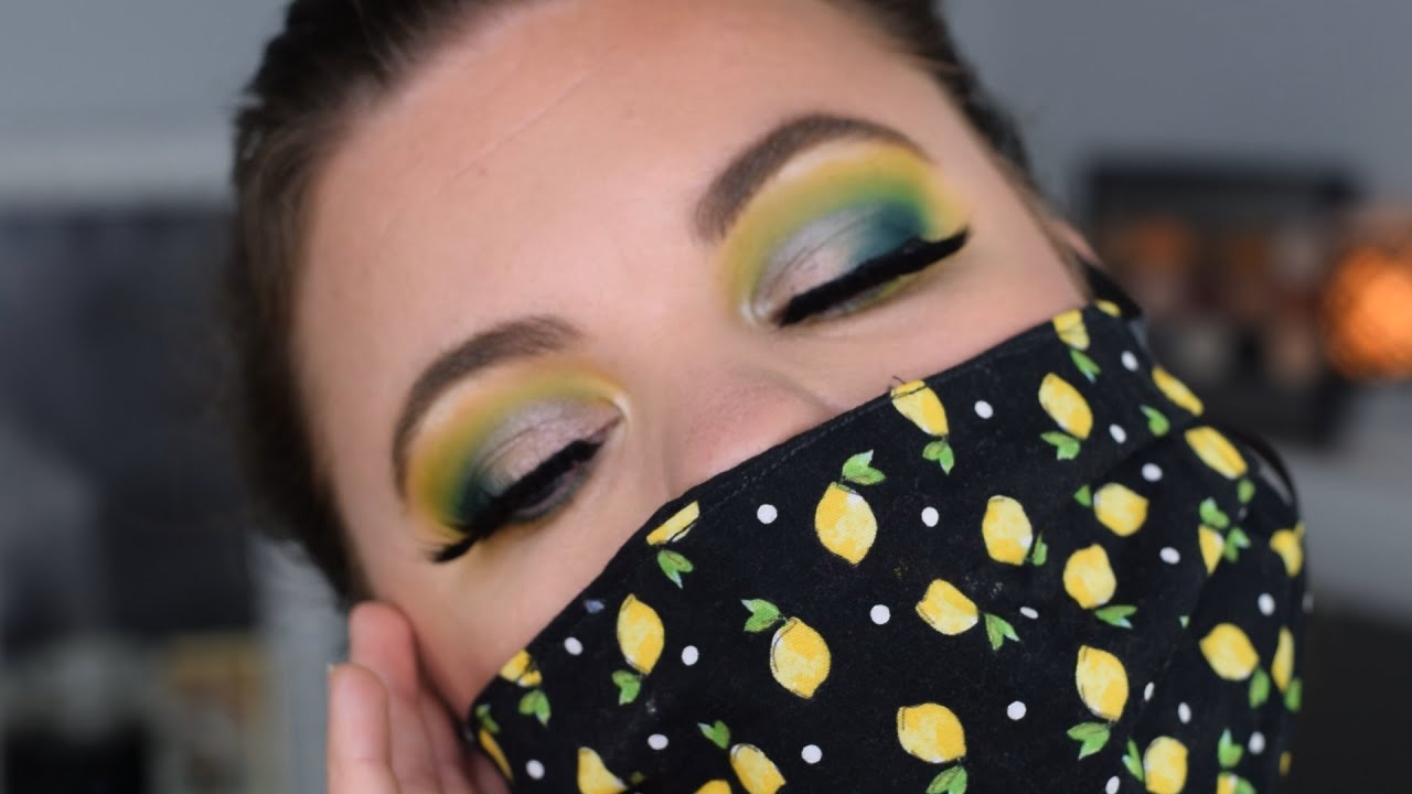 MASKED MAKEUP CHALLENGE | Green and Yellow Smokey Eye Tutorial ...