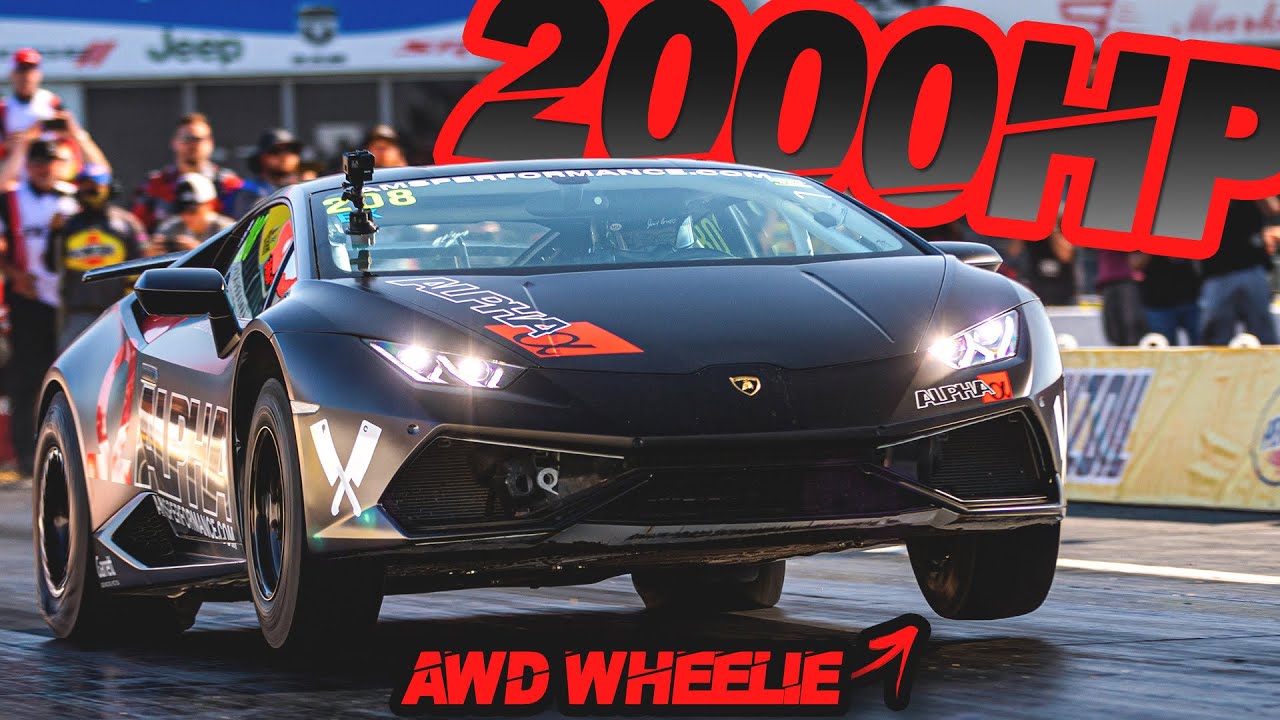 2000HP Drag Lambo Breaks 1/4 Mile Record (0-60MPH in 1.4s) - YouTube