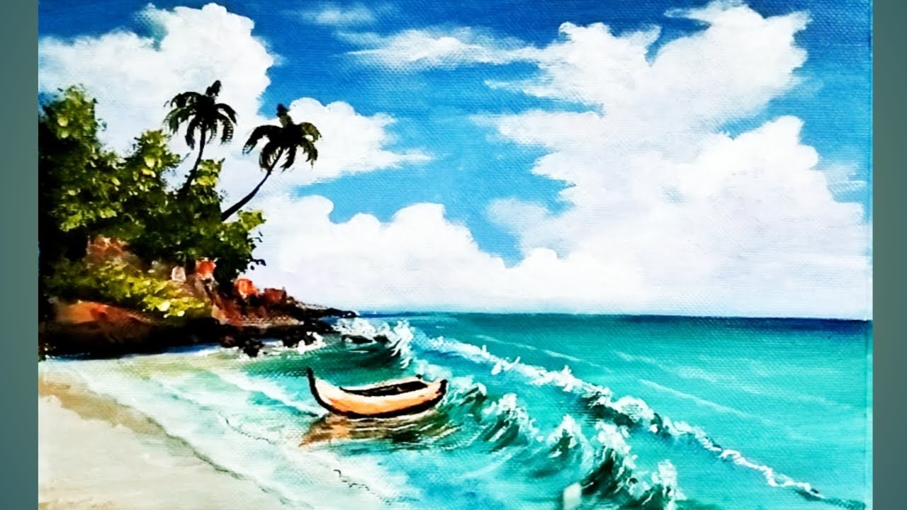 A Boat on Sea Drawing by acrylic step by step|| - YouTube