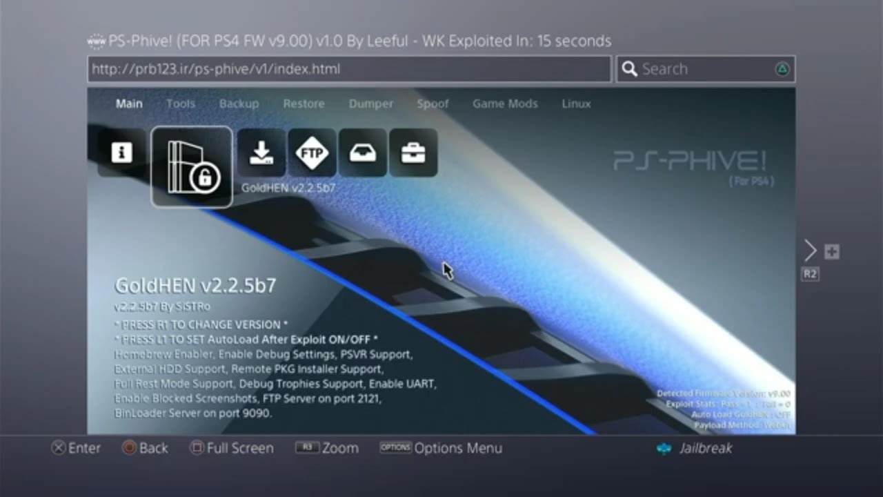 PS Phive For PS4 FW 9 00 Exploit Host Menu - YouTube