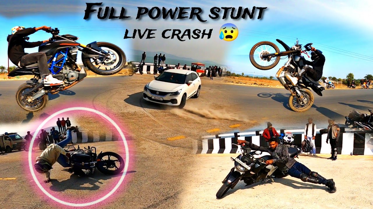 full speed bike stunt | selfie bridge Dumka|| car stunt||live crash ...