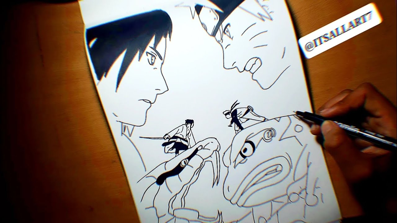 how to draw naruto vs sasuke // how to draw naruto vs sasuke final ...