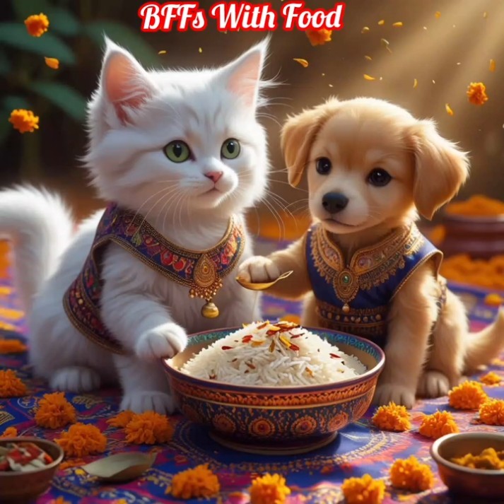 BFFs With Food - "Best Friends Kitten and Puppy With Food" 🐱💛 🐶 🐾🐾☺️☺️ ...