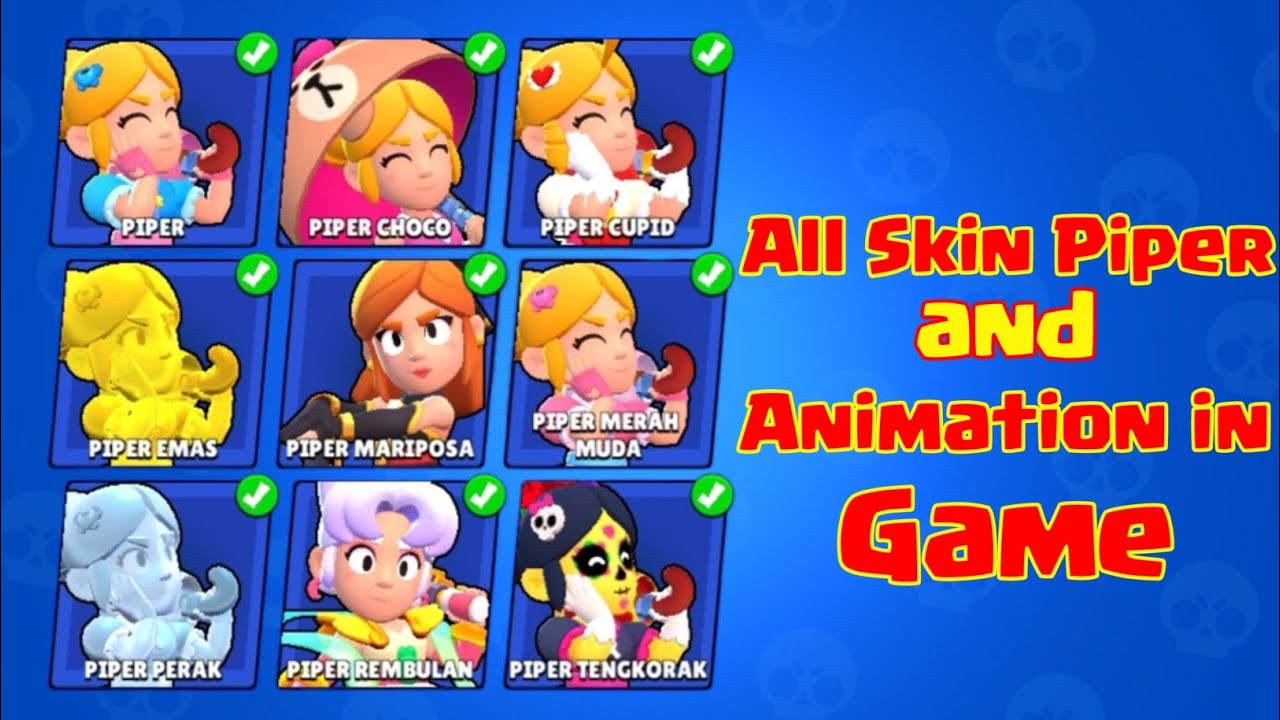 All Skin Piper - Skin Piper Animation in Game | Brawl Stars - YouTube