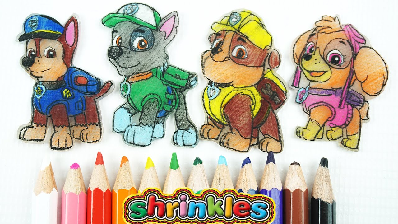 How To Make Paw Patrols Paper Toys With SHRINKLES MAGIC SHRINK PLASTIC ...